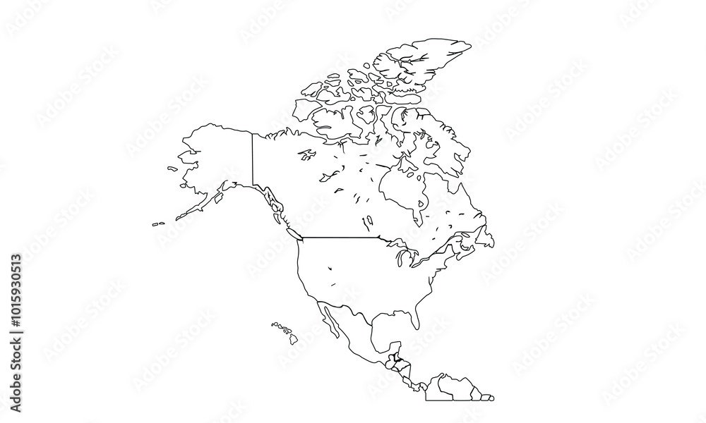 North America countries, political map.Continent borders Map outline ...