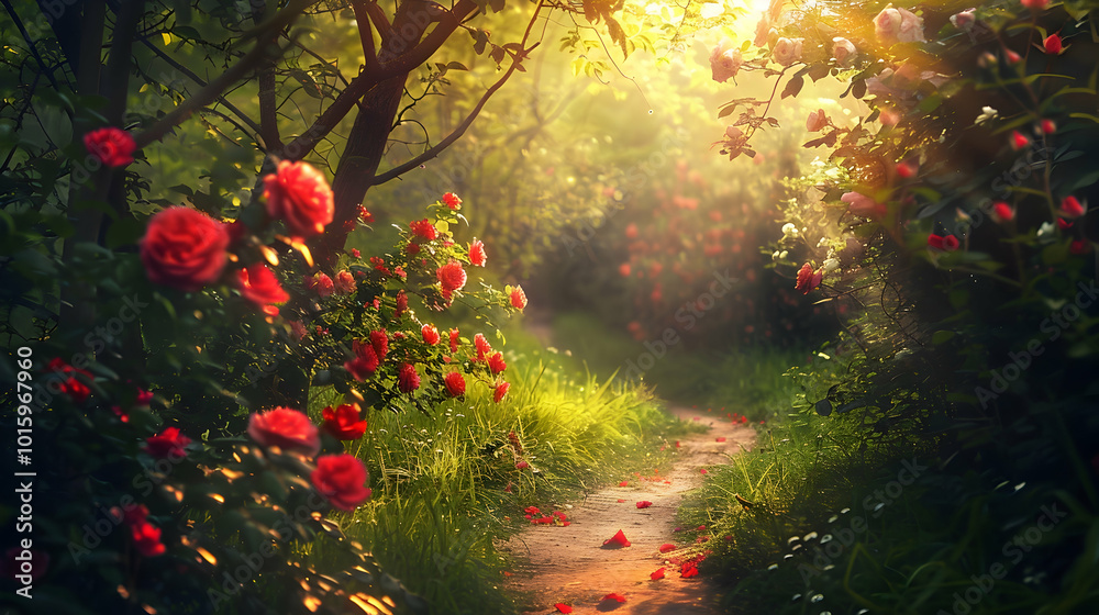 Foto de Stock Fantasy art wallpaper spring nature. Summer backdrop ...