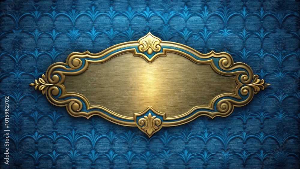 Blue textured background with a luxurious gold name plate surrounded by ...