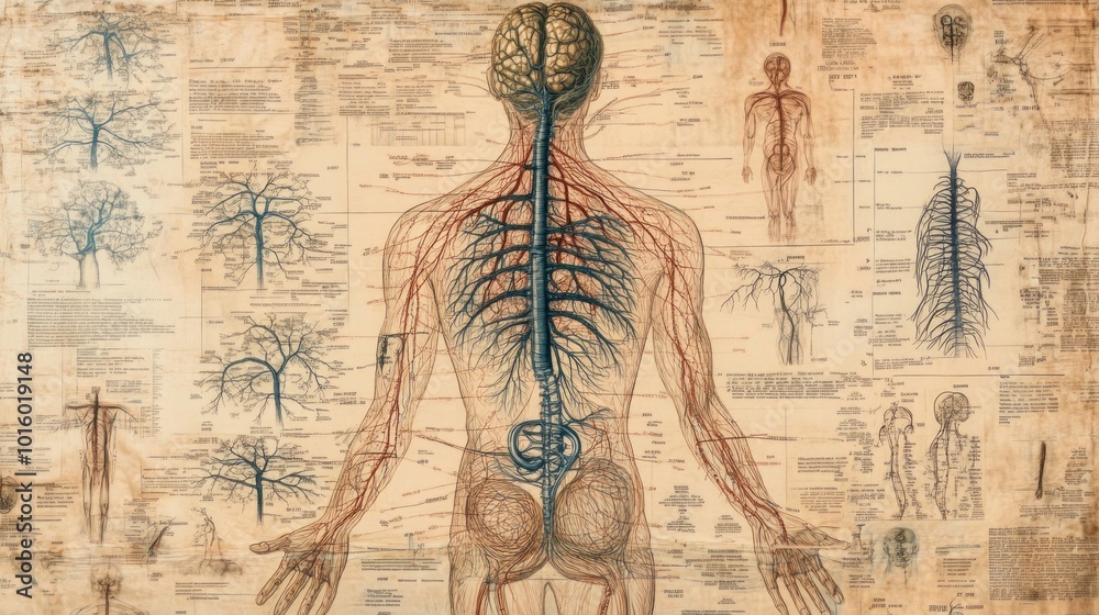 A clear, educational nervous system anatomy diagram, highlighting major ...