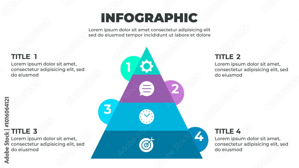 Infographic illustrating a four-step process represented by a pyramid ...