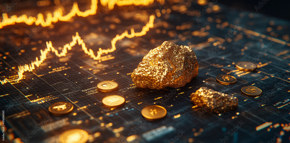 Gold stock chart with gold mining sector Stock Photo | Adobe Stock