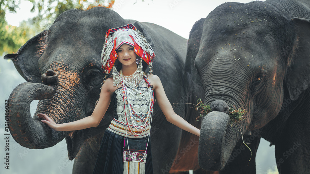 Beautiful portrait fashion of Akha hill tribe girls wearing traditional ...