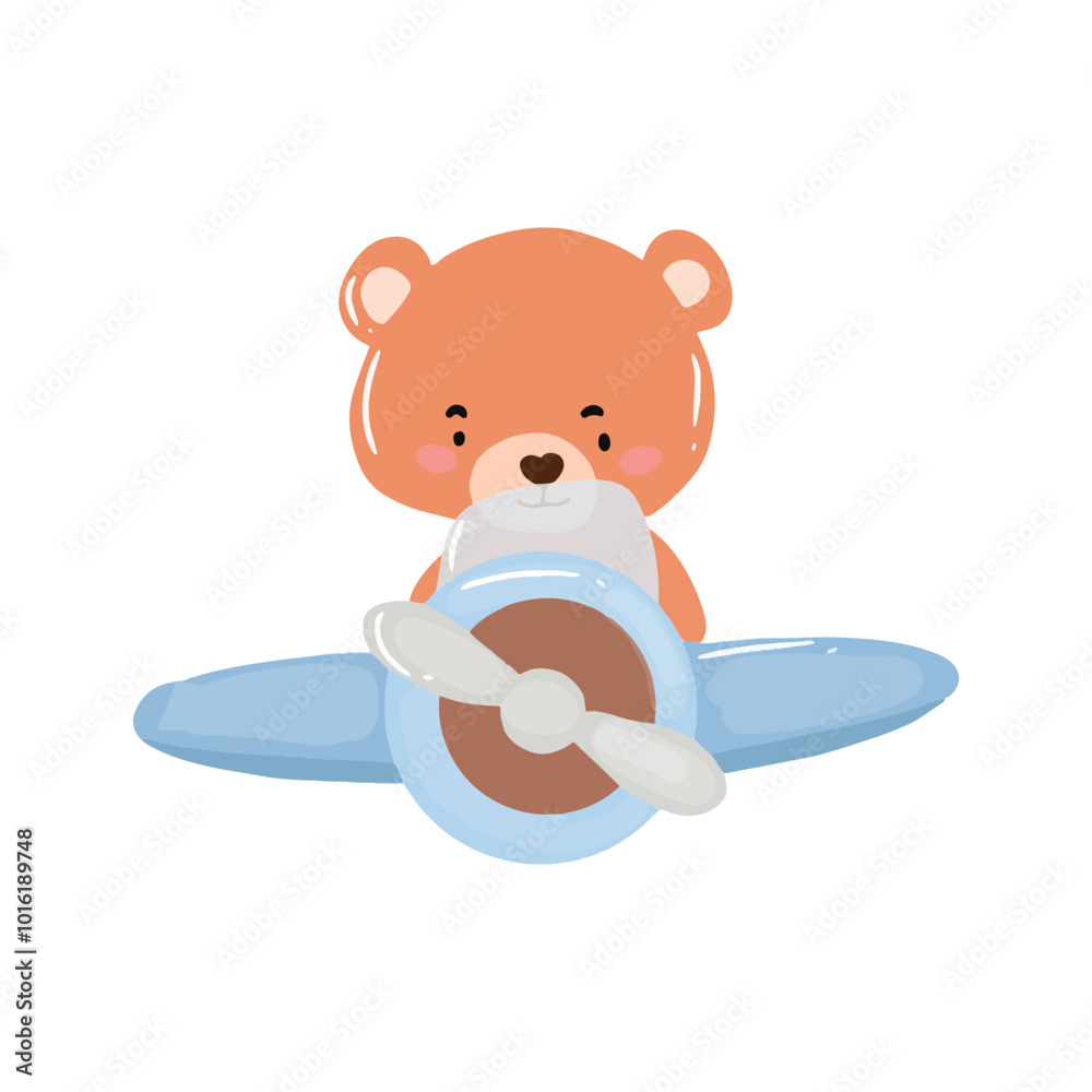 cute animal flying on airplane clipart illustration with isolated ...