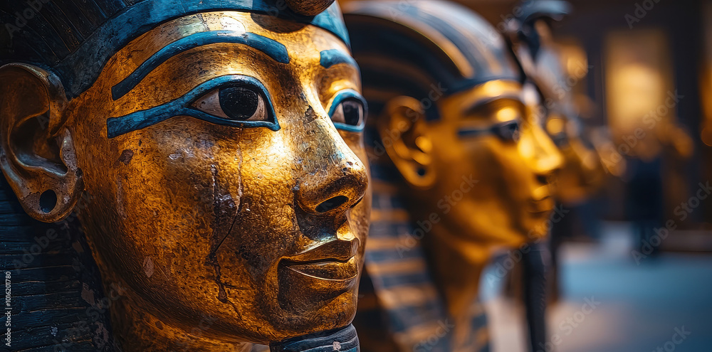 Golden pharaoh statues embodying ancient Egyptian artistry are ...