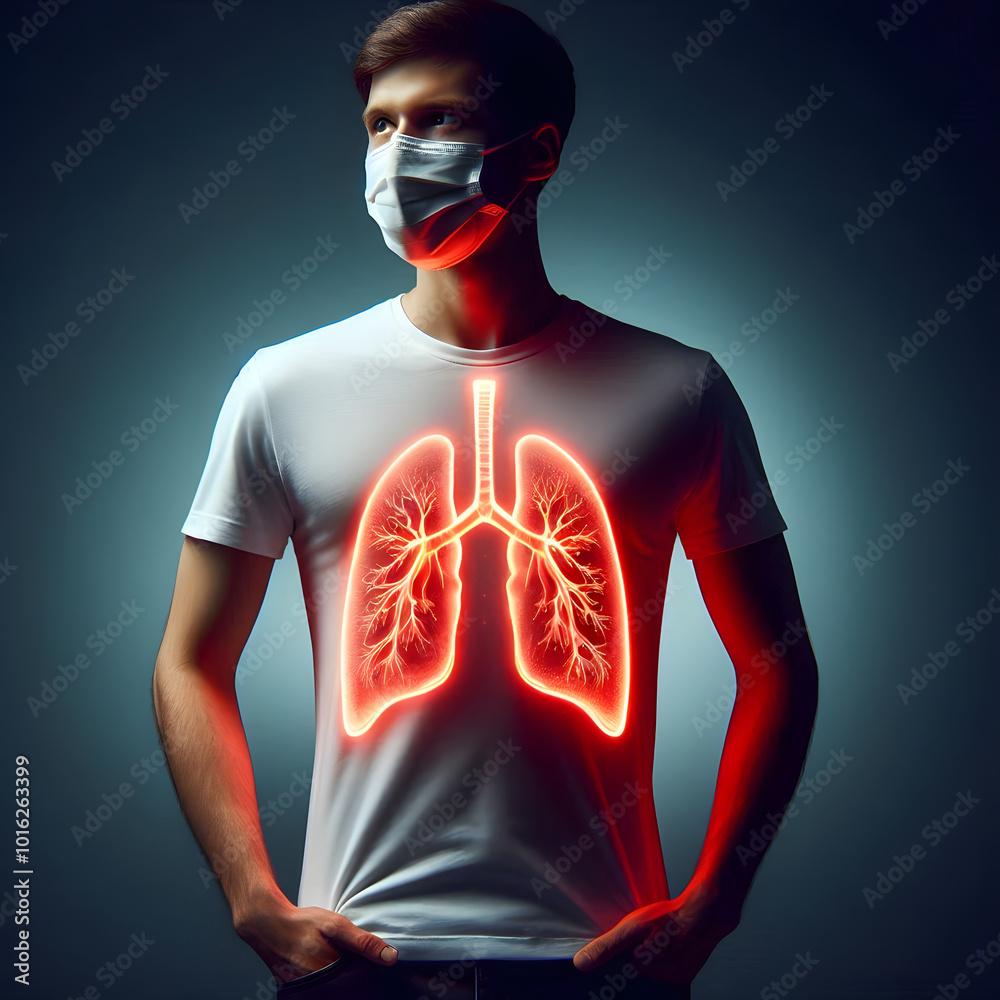 Red Holographic Man Lung Anatomy with Focus on Digestive Health | A ...