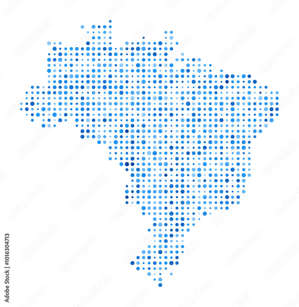 Brazil dot map. Country digital style shape. Brazil vector image ...