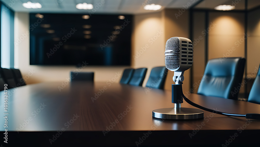 microphone office table ready business meeting conference waiting group ...