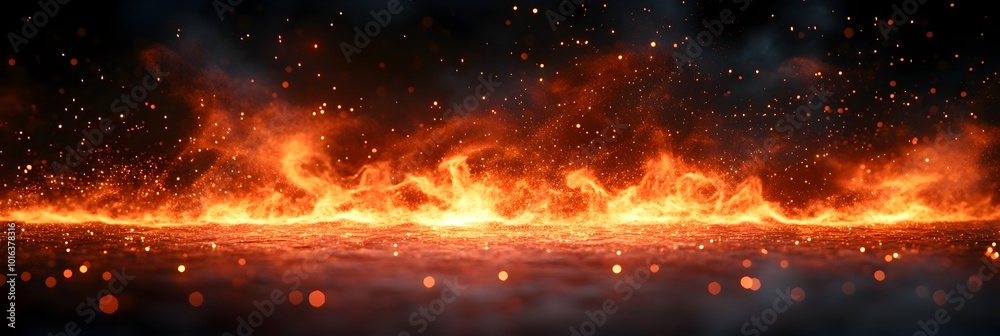 Dramatic Fiery Explosion with Intense Flames and Glowing Embers in ...