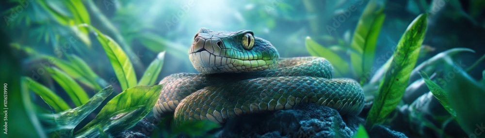 Camouflaged Snake in Lush Jungle A Master of Disguise, Blending ...