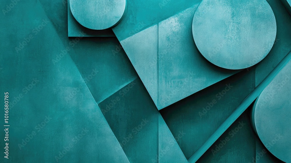 Teal backdrop featuring abstract geometric shapes in sharp and dynamic ...