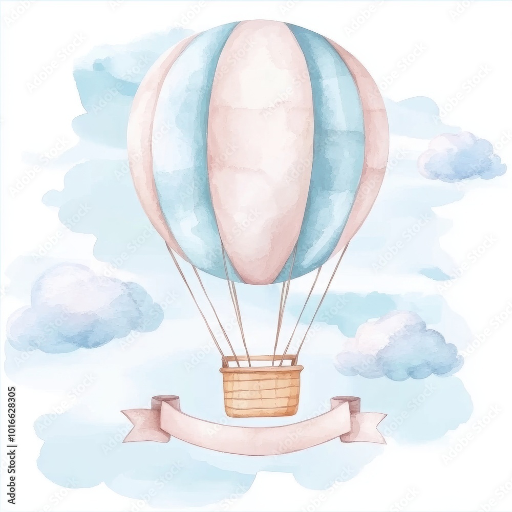 Watercolor Hot Air Balloon. Stock Illustration | Adobe Stock