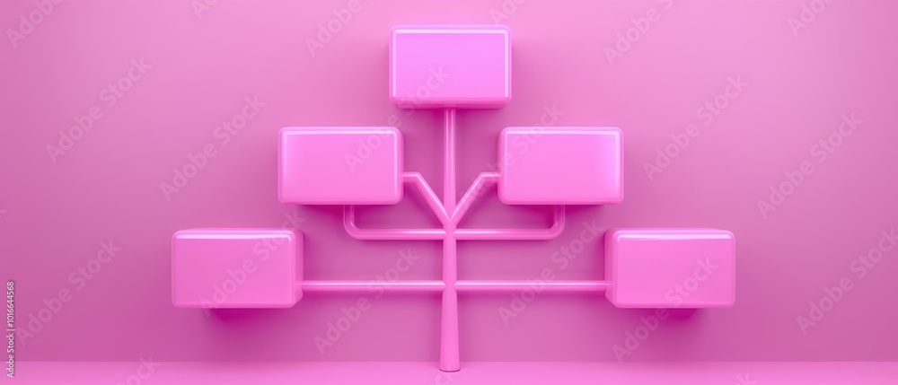 Pink flowchart structure with blocks on a vibrant pink background ...