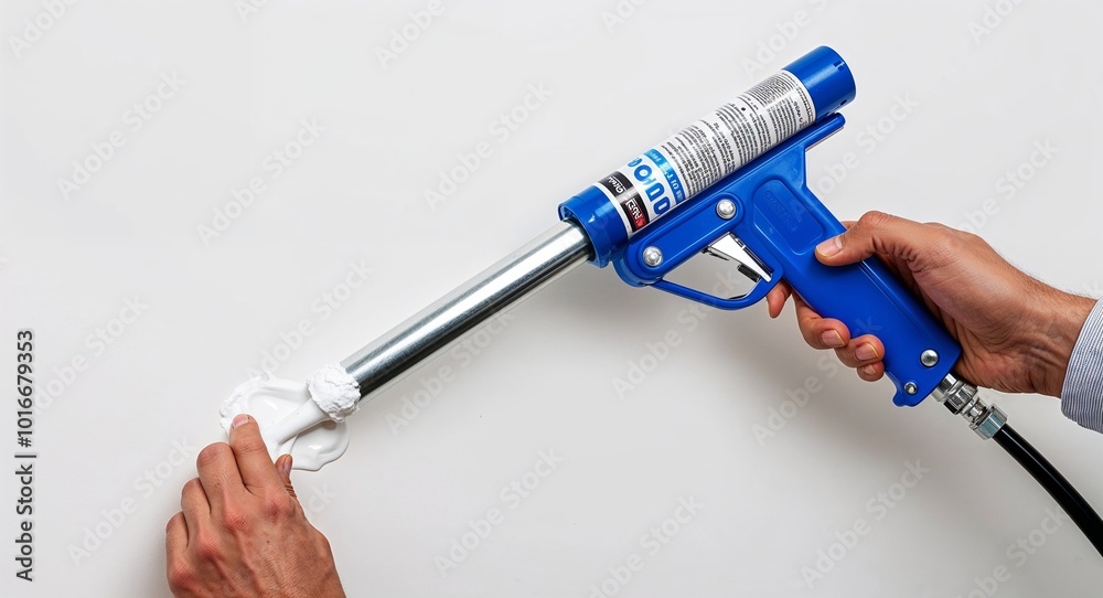 Hand drawing clipart of a caulking gun applying sealant on plain white ...