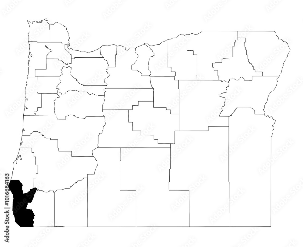 Map of curry County in Oregon state on white background. single County ...