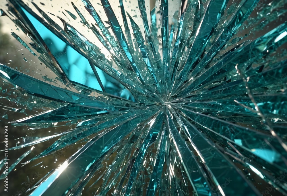 Abstract shattered glass effect with sharp, angular shapes, creating a ...