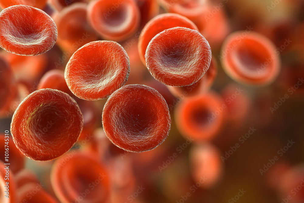 High resolution microscopic shot of red blood cells showcasing their ...