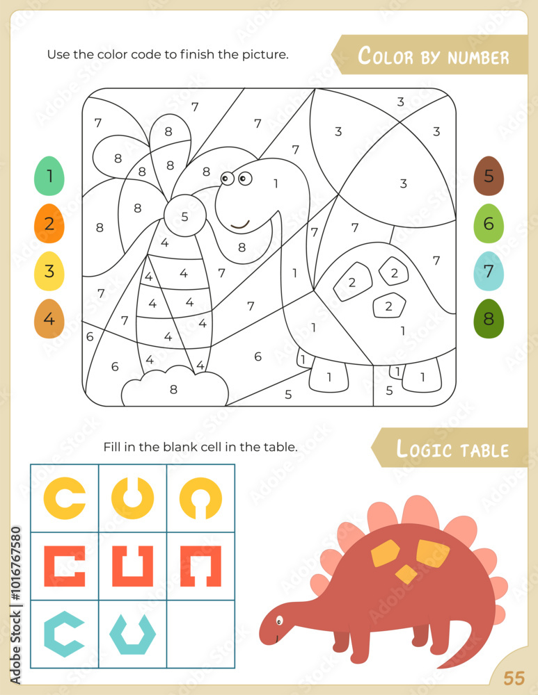 Activity Pages for Kids. Printable Activity Sheet with Dinosaur ...