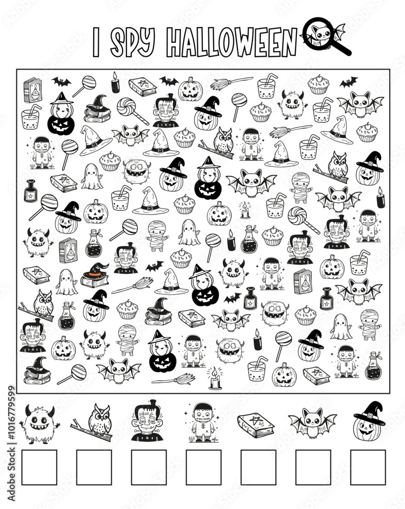 Praca wektorowa bez tantiem: Halloween I spy game for kids. Searching ...