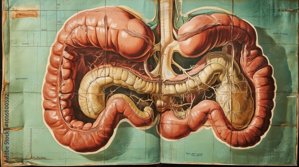 Ilustración de Stock Cutaway view of the human digestive system ...