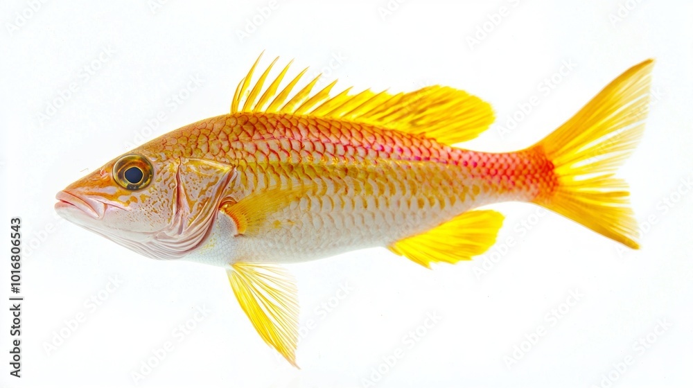 Goatfish from the Mullidae family displays its bright yellow and pink ...