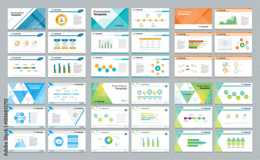 Set business presentation design template backgrounds and page layout ...