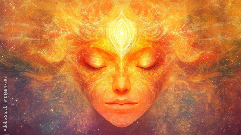 Ethereal Divine Feminine with Spiritual Symbols and Cosmic Energy Stock ...