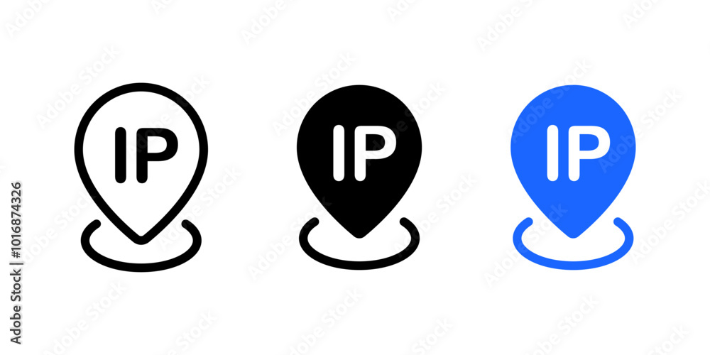 IP address icon. IP location pin symbol. Internet protocol marker vector illustration. User ...
