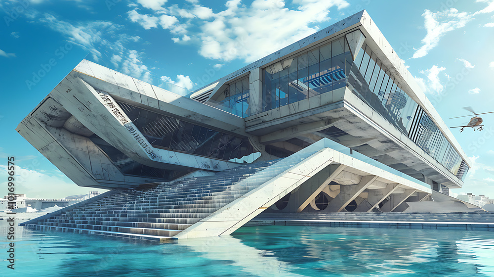 future library design, the futuristic brutalist architecture of the ...