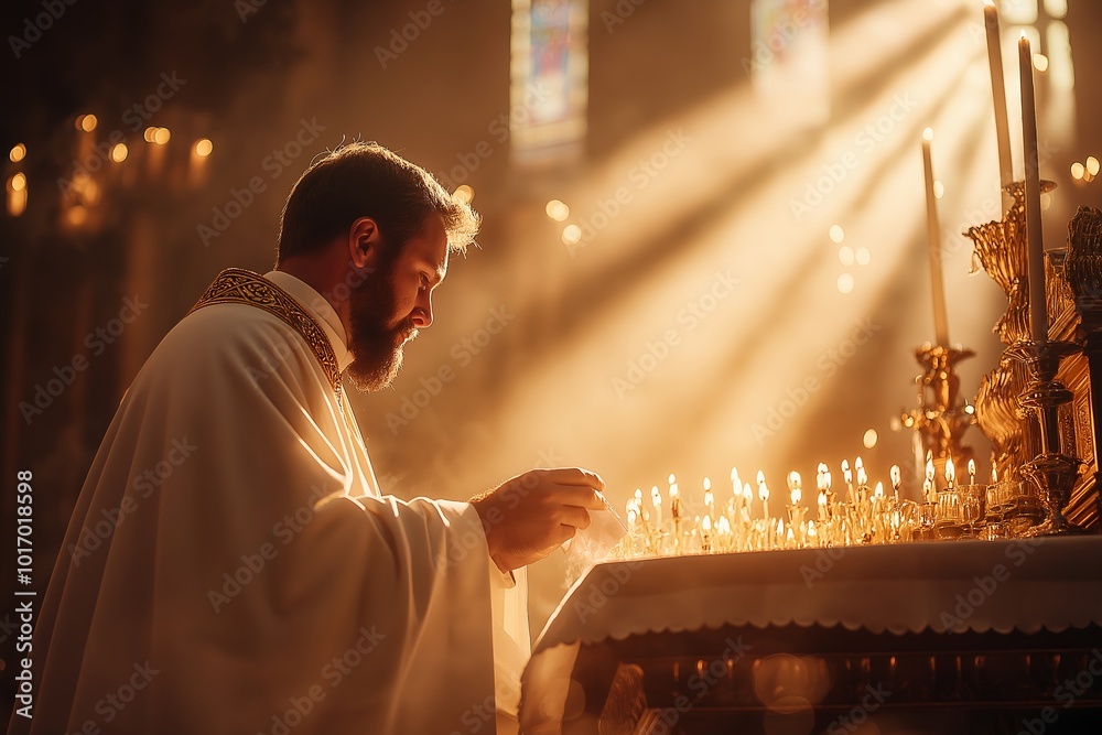 A Catholic Priest Giving Communion During Mass in a Grand, Old European ...