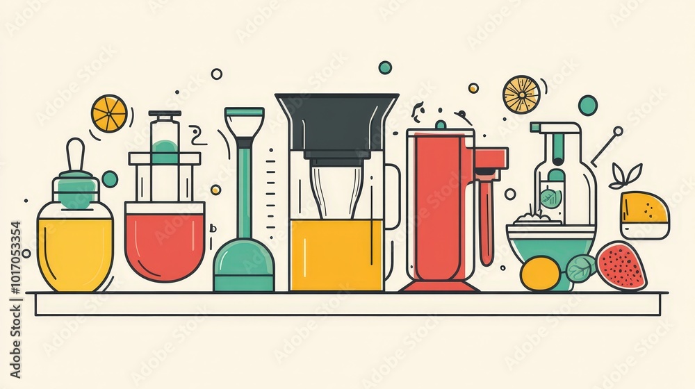 Retro Food Processors Graphic Poster in Minimalistic Design with ...