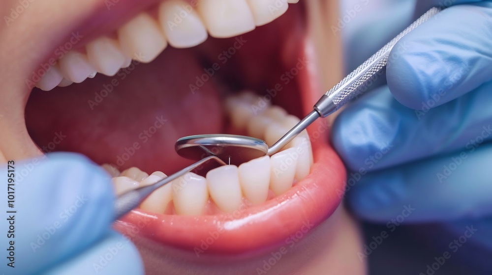 Dentist using an intraoral camera to show a patient detailed images of ...