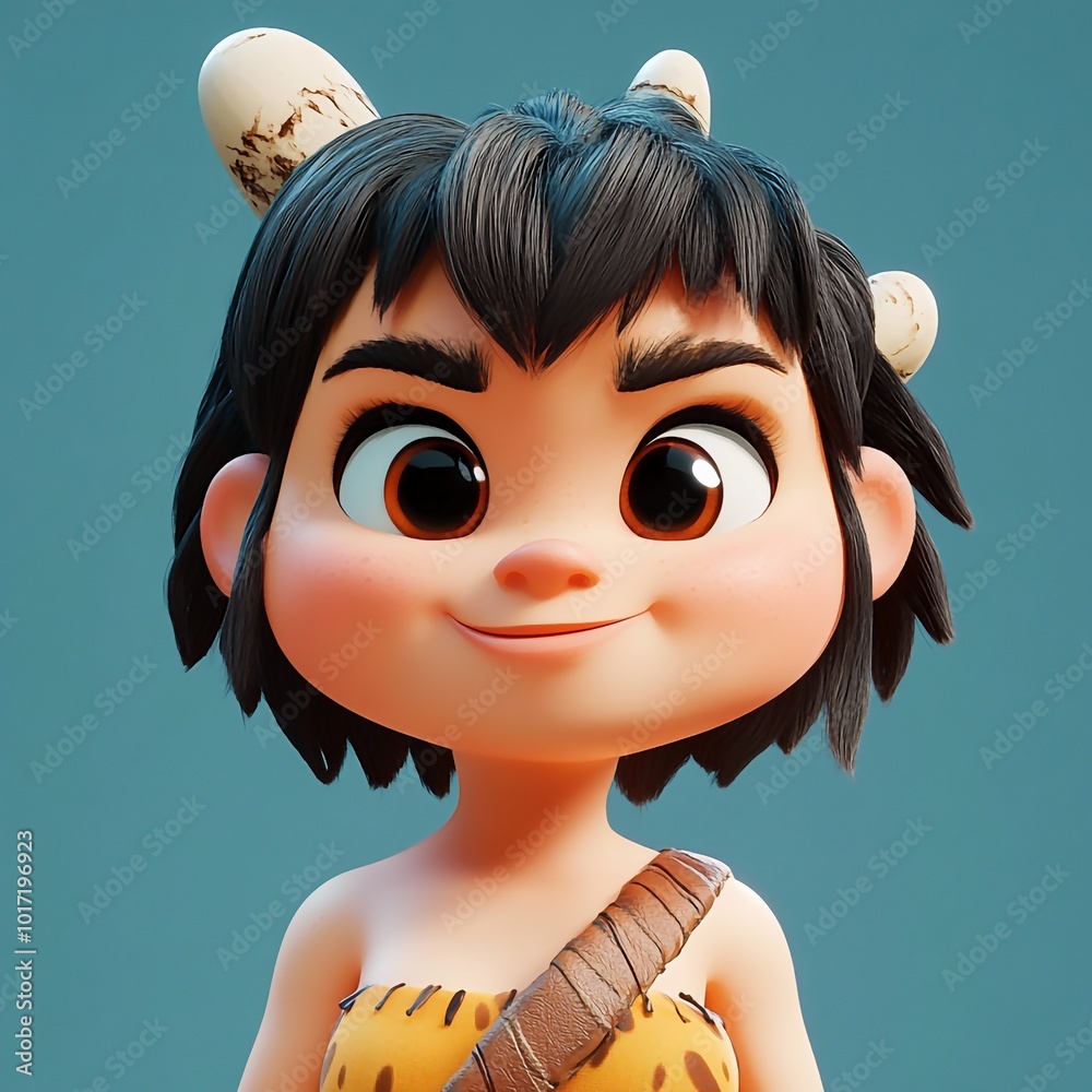 3D Cavewoman Icon: Female Figure from Prehistoric Era Illustration Logo ...