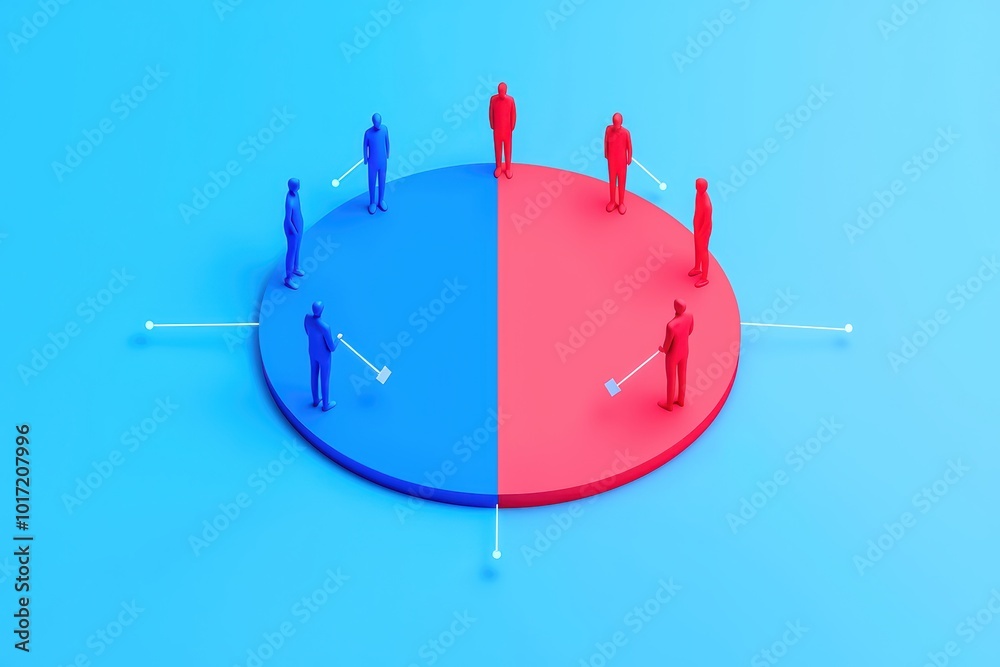 Team members collaborating on a project represented by color-coded ...