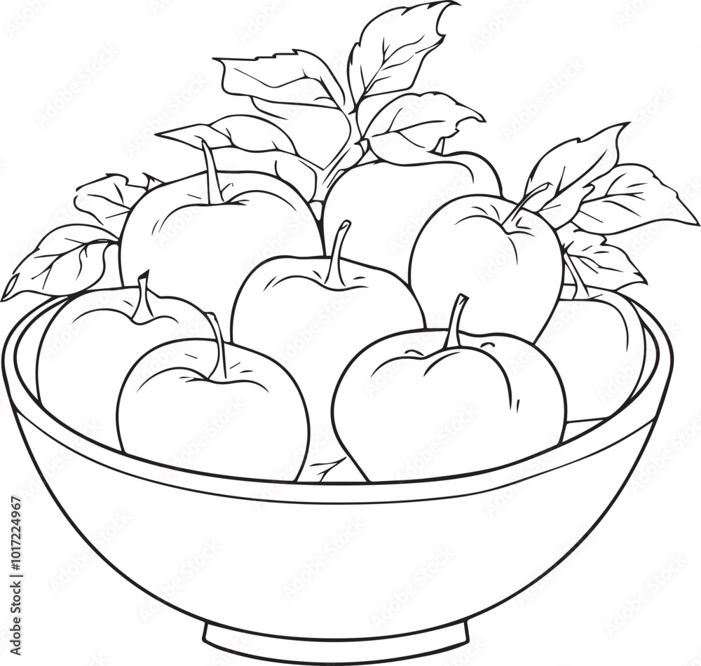 Apple line art coloring page illustration Stock Vector | Adobe Stock