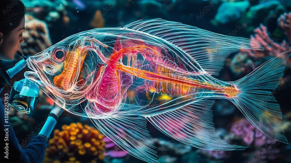 Ilustração Anatomy of fishs respiratory system gills and filaments ...