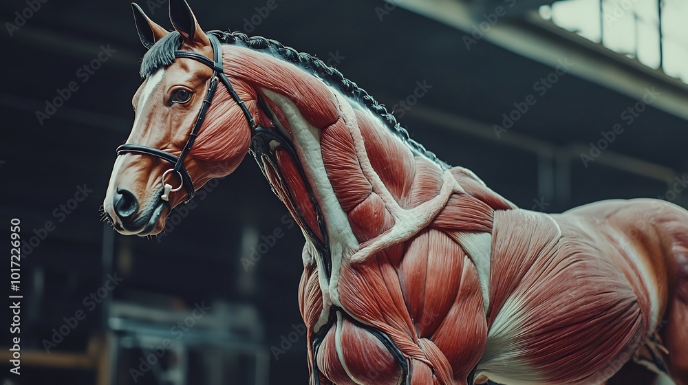 Anatomy of horse detailed view of muscles and tendons equine ...