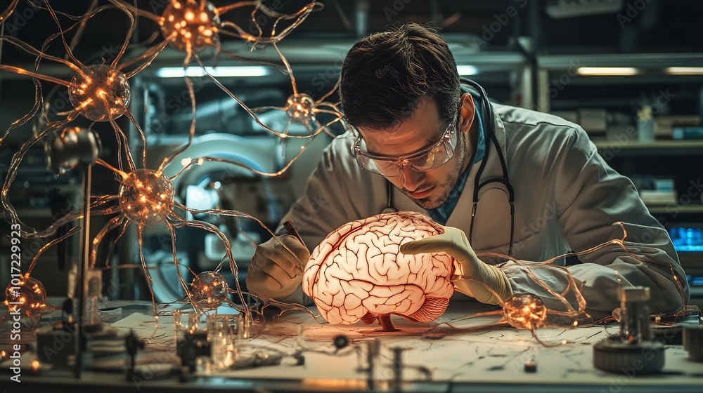 Anatomy of human brain neurons and synapses neuroscientist with MRI ...