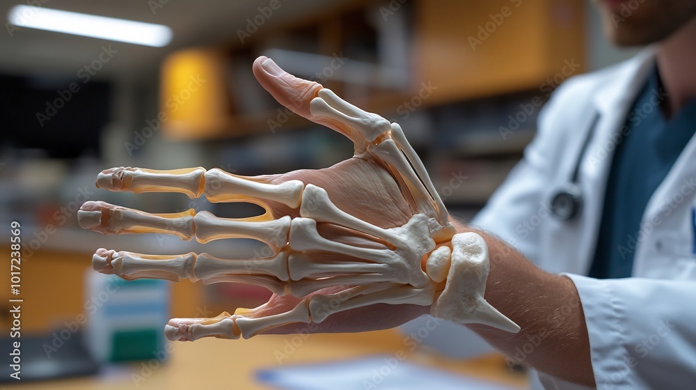 Anatomy of human hand bones and tendons medical student with anatomy ...