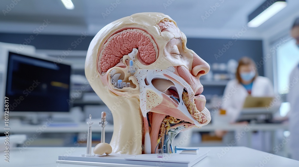 Ilustración de Stock Anatomy of human nasal cavity detailed sinuses and ...