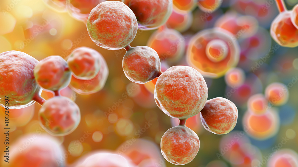 Staphylococcus aureus, Cluster of spherical bacteria magnified under a ...