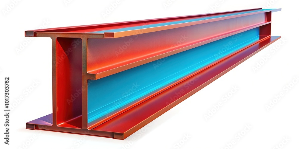Transparent background steel I-beam designed for construction and ...