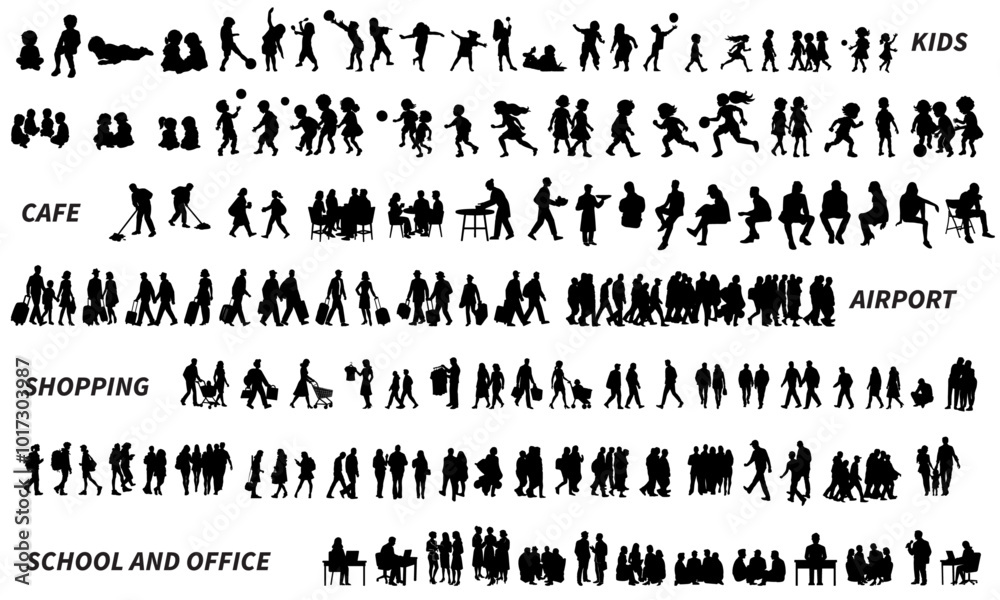 Architectural Drawings people vector illustration, top view, human ...