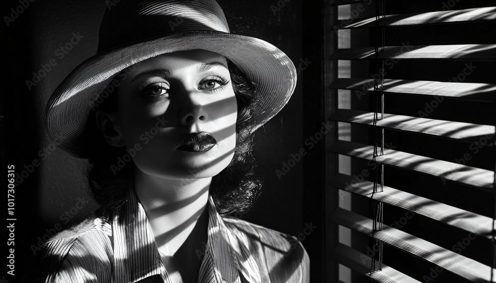 Use harsh, high-contrast black-and-white lighting to mimic the classic ...