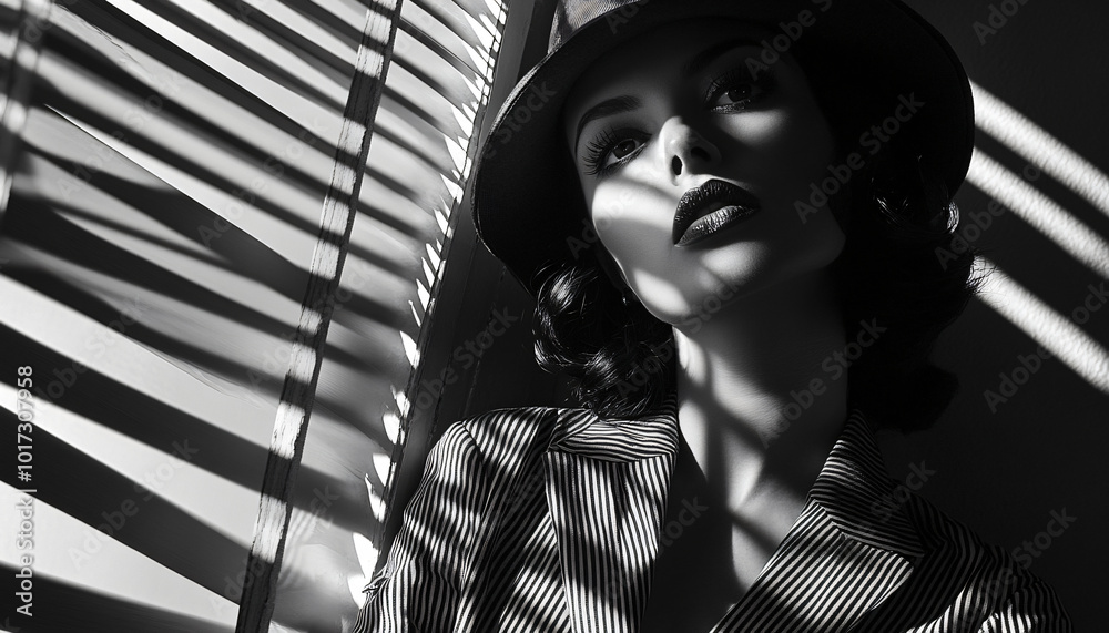 Use harsh, high-contrast black-and-white lighting to mimic the classic ...