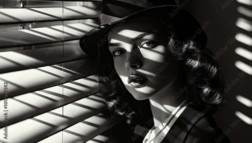 Use harsh, high-contrast black-and-white lighting to mimic the classic ...