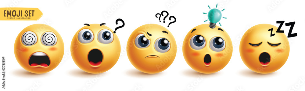 Emoji stress emoticon characters vector set. Emojis emoticons in stress ...