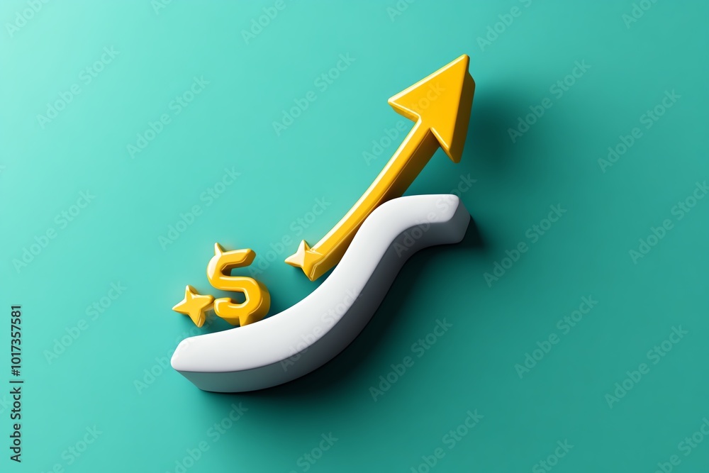 Minimalist depiction of a graph with a line rising steadily over time ...