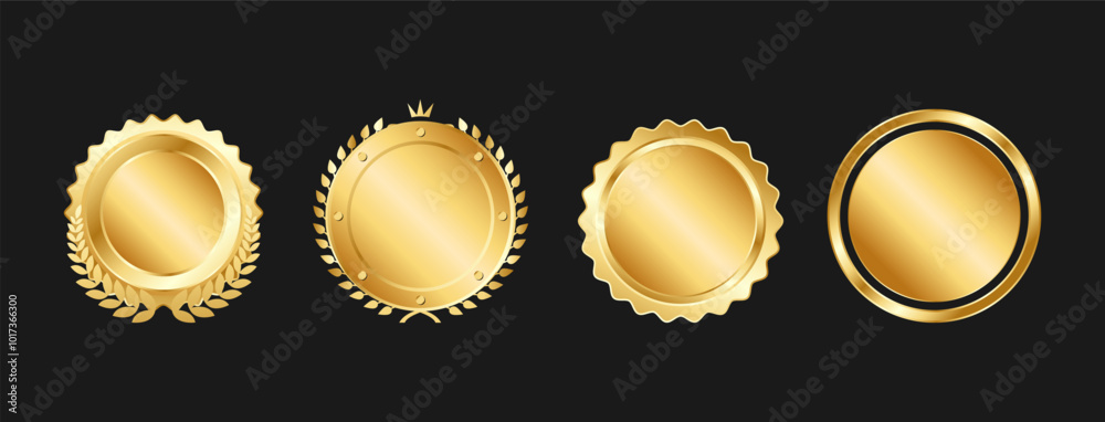 Gold Round Badge Collection for Premium Awards and Luxury Certificates ...