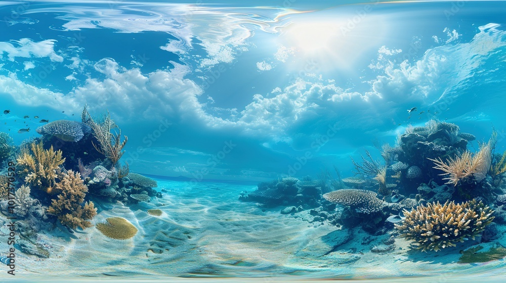 Immersive Underwater Scene: 8K Resolution 360-Degree Equirectangular ...